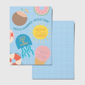 Hello Summer, Hello Fun Birthday Party Favor Tag, Thank You Tag, Summer ...