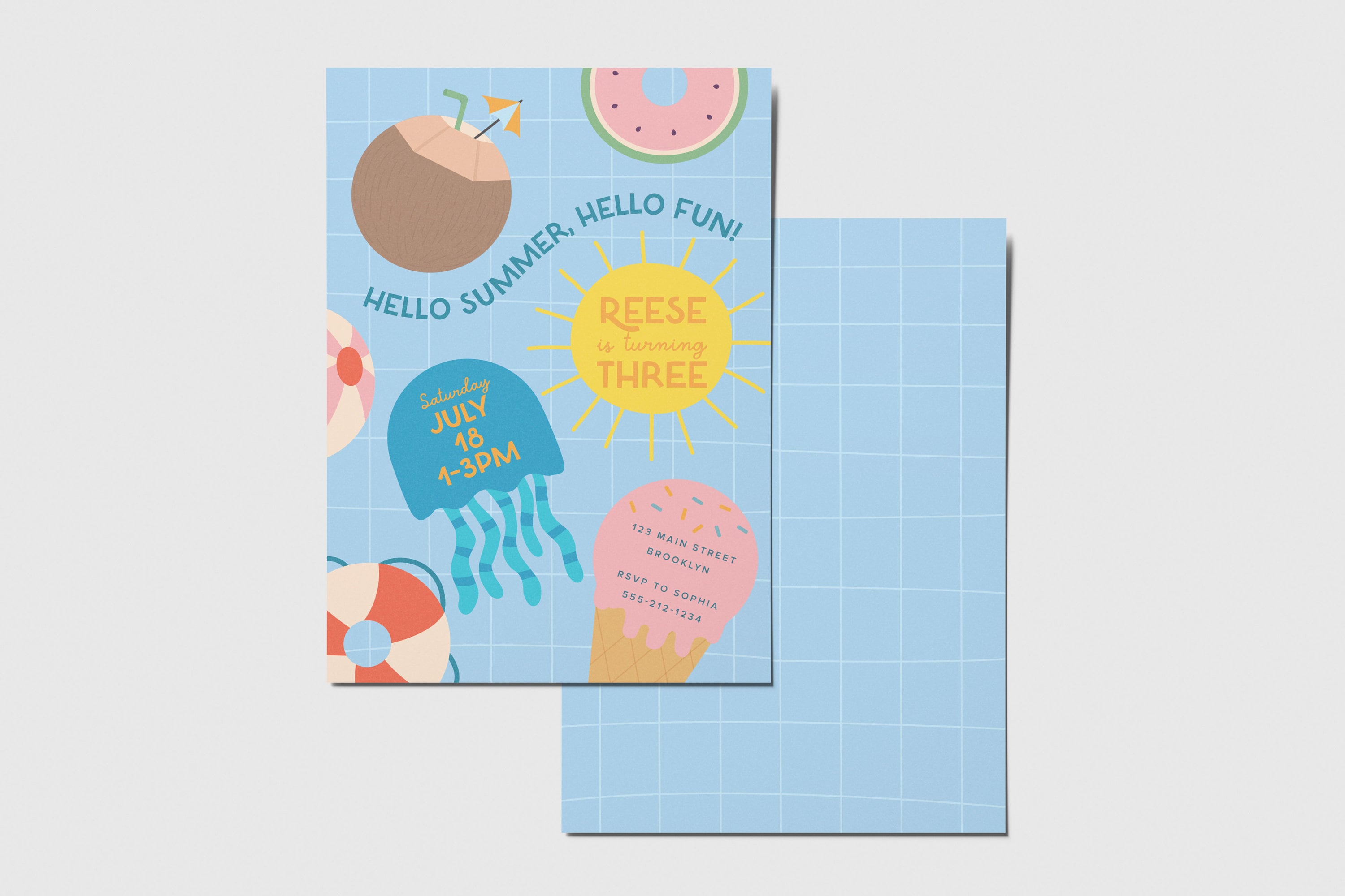 Hello Summer, Hello Fun Birthday Party Favor Tag, Thank You Tag, Summer ...