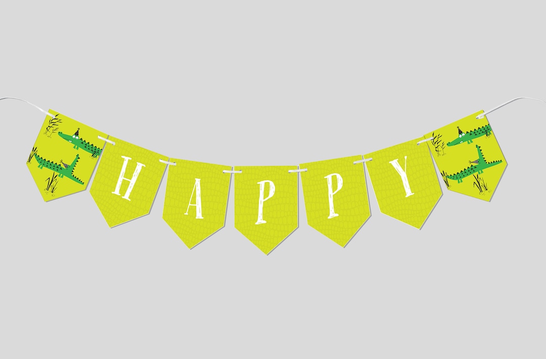 Alligator Birthday Party Banner: Editable Printable Garland (INSTANT ...