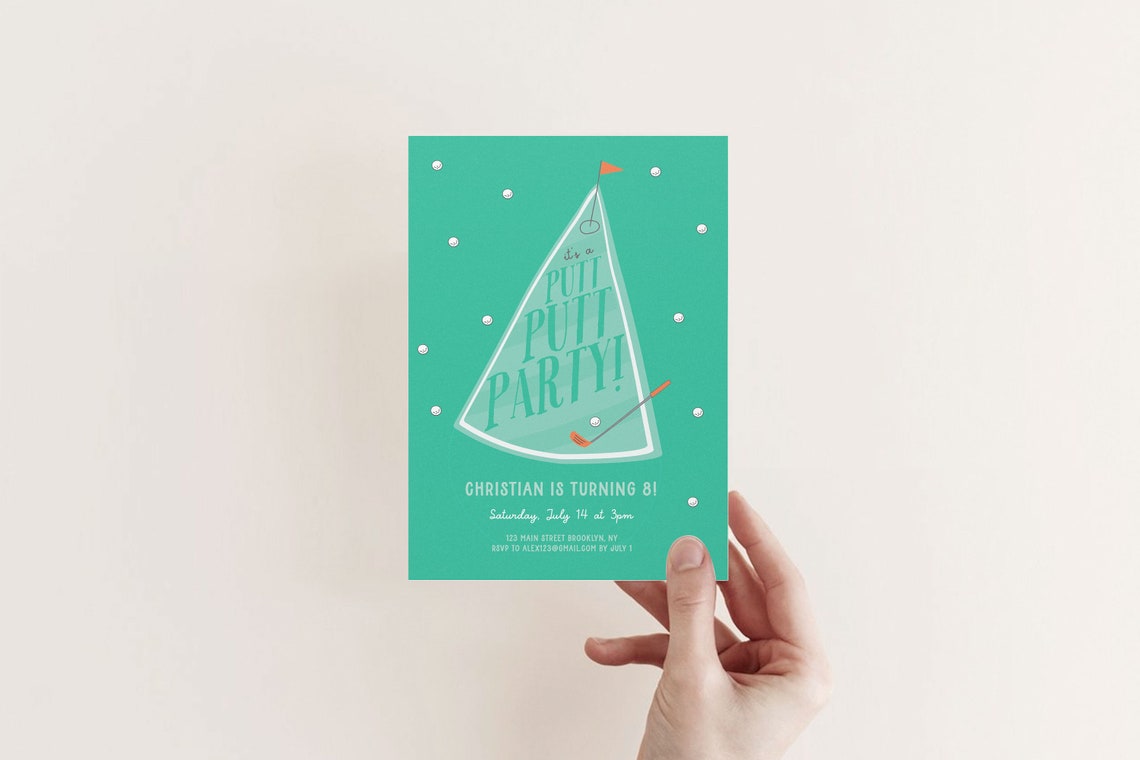 Putt Putt Birthday Party Invitation, Mini Golf, Golf Par-tee Theme ...