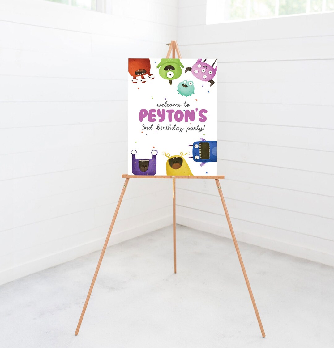 Monster Birthday Welcome Sign: Editable Party Decor (digital Download ...