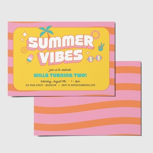 Summer Vibes Birthday Thank You Card With Photo, Summer Celebration ...