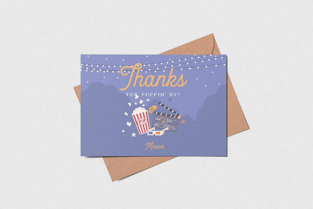 Movie Night Thank You Card: Backyard Party, Editable Printable (INSTANT ...