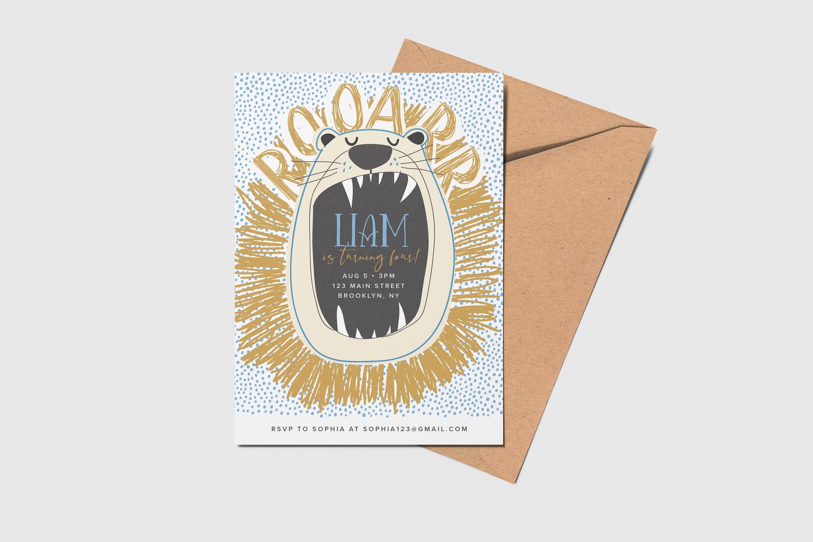 Lion Roar Birthday Party Invite Lion Birthday Theme Jungle - Etsy