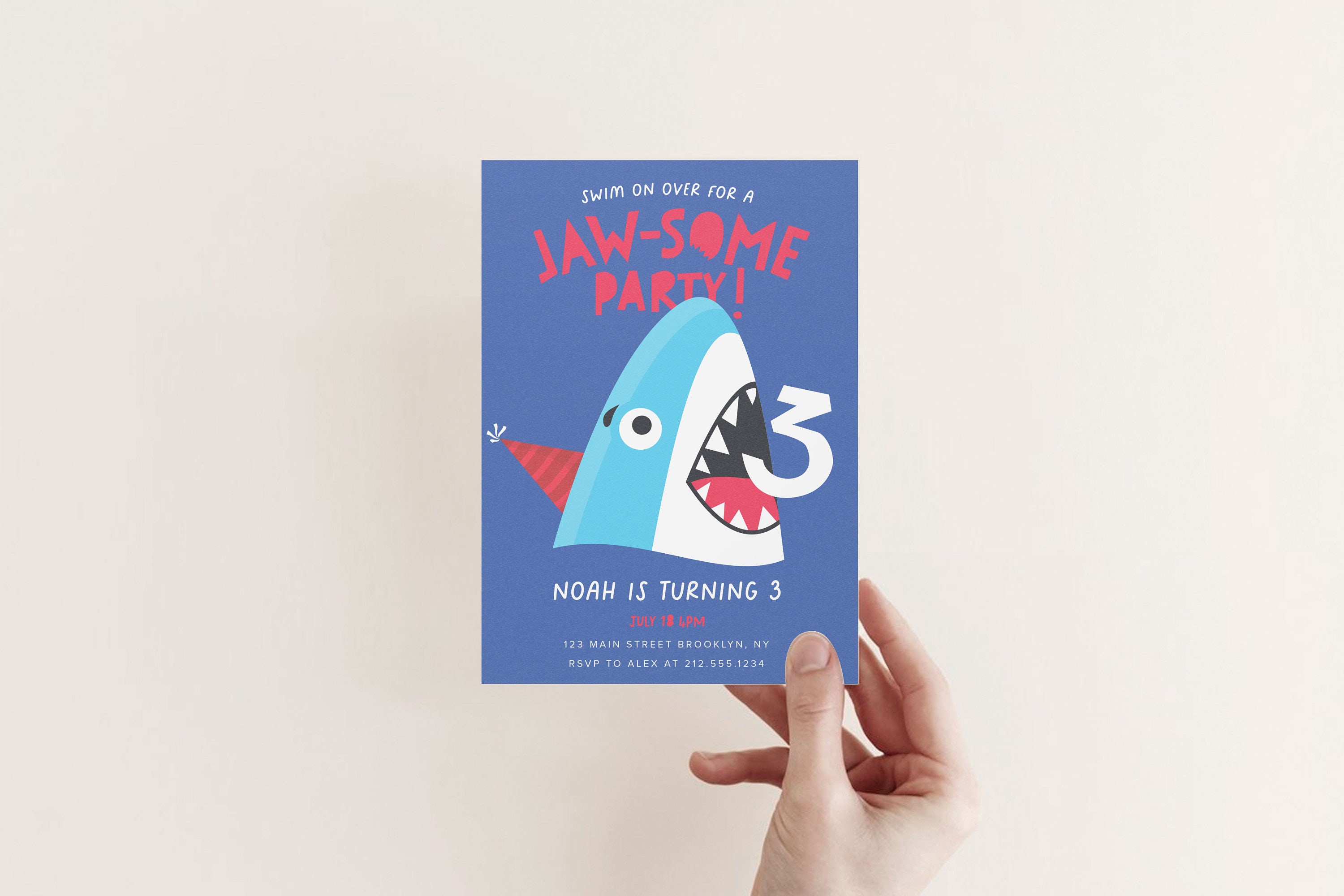 Shark Birthday Thank You Card With Photo Shark Party Shark - Etsy