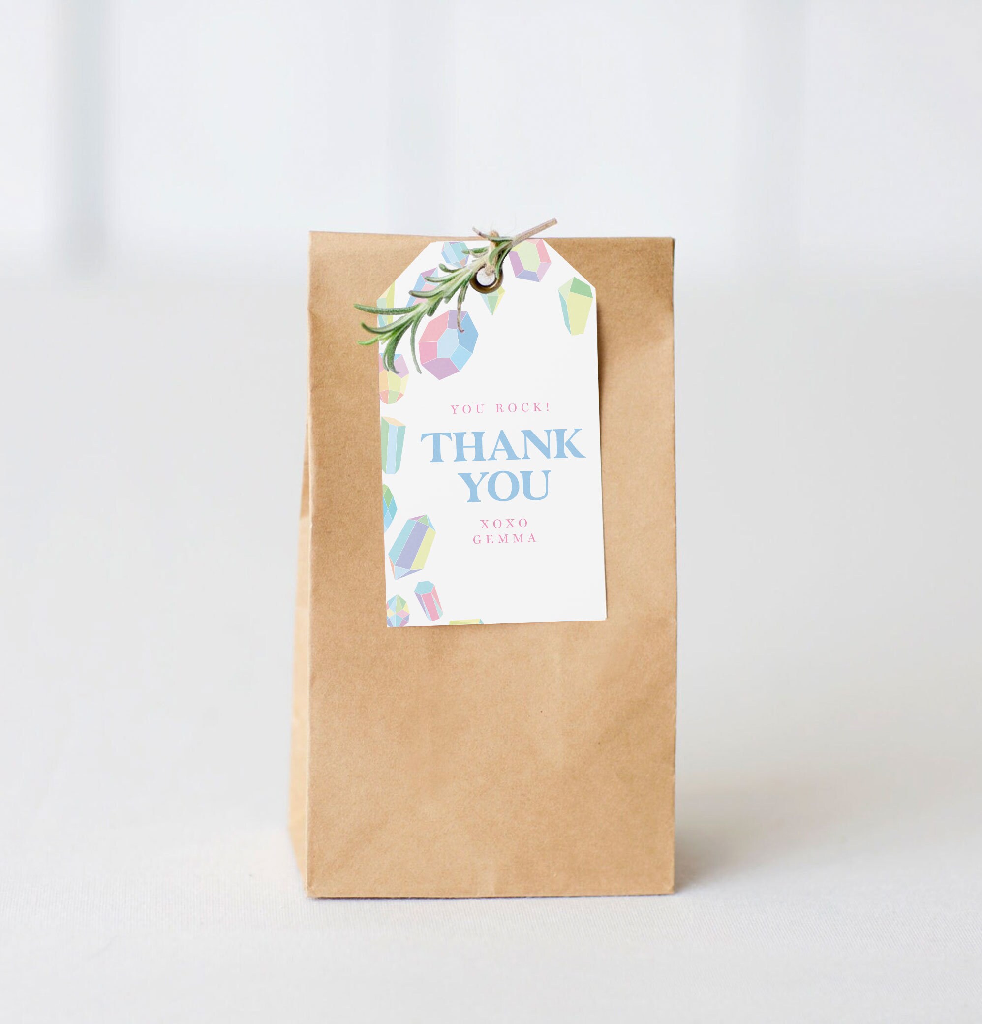 Gems Birthday Party Favor Tag, Thank You Tag, Party Decor, Gemstone ...
