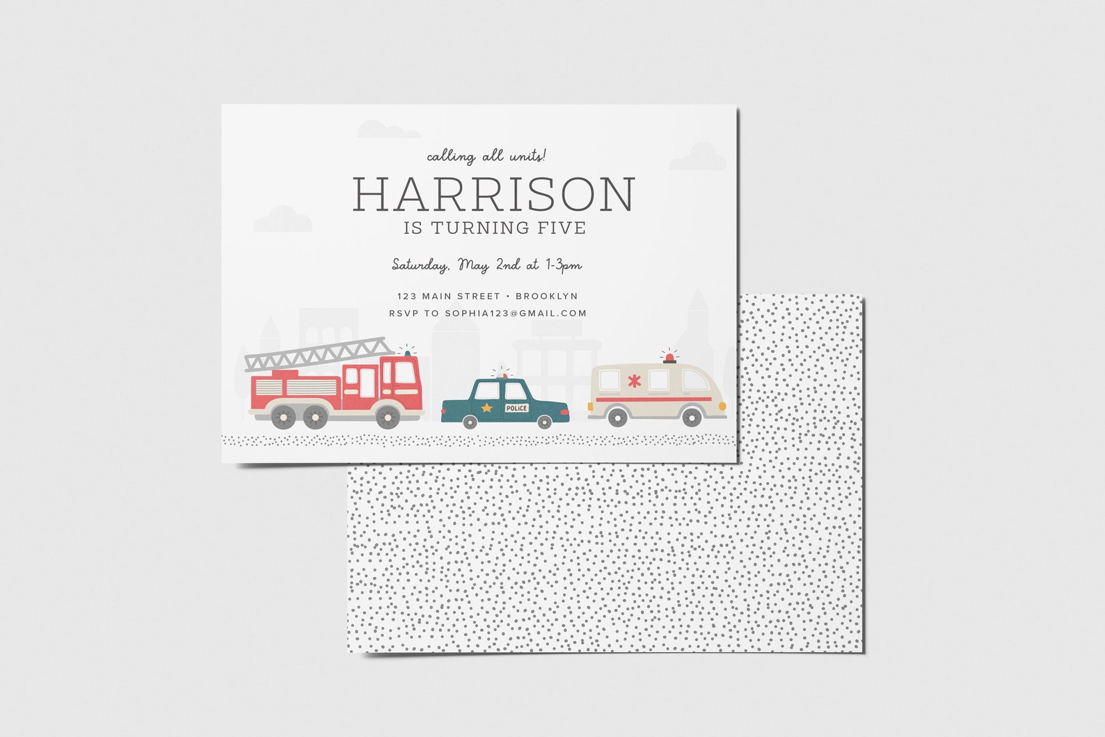 Calling All Units Birthday Party Invitation Fire Truck - Etsy