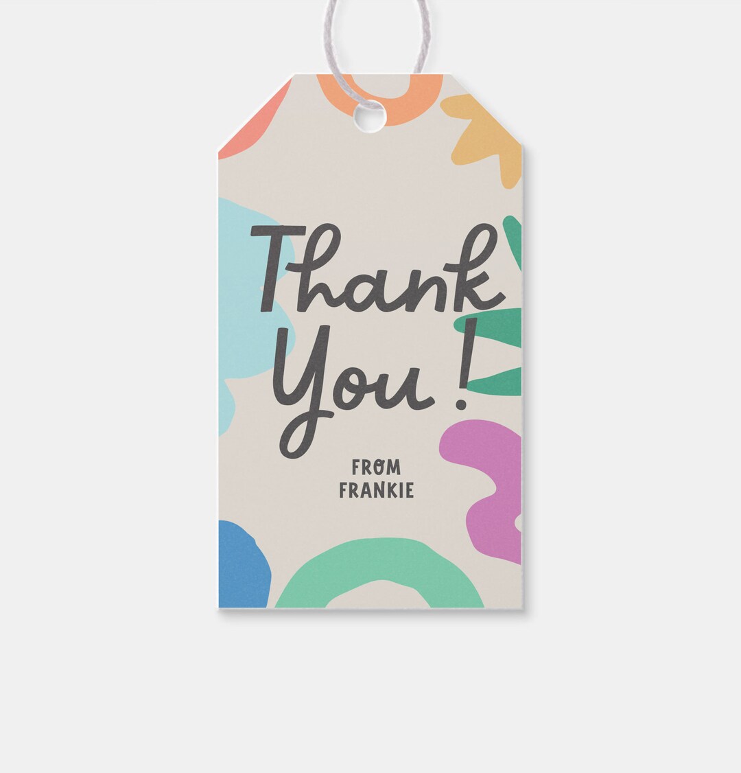 Confetti Birthday Thank You Tag: Gender Neutral Party Favor (printable ...