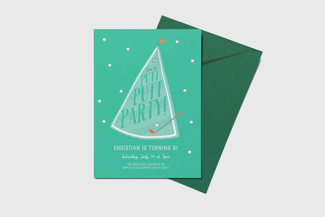 Putt Putt Birthday Party Invitation, Mini Golf, Golf Par-tee Theme ...