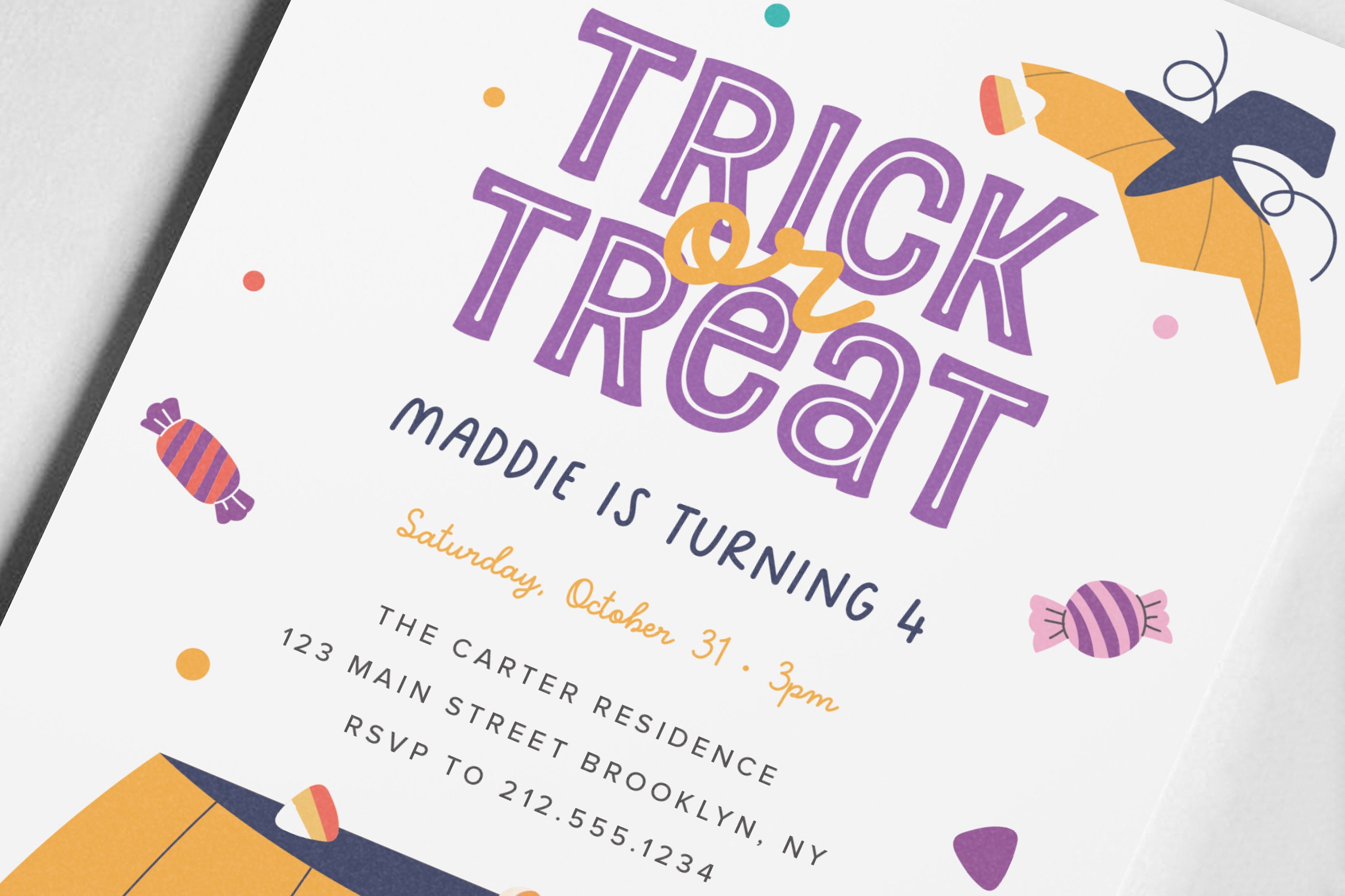 Trick or Treat Birthday Invitation: Halloween Costume Party (digital ...