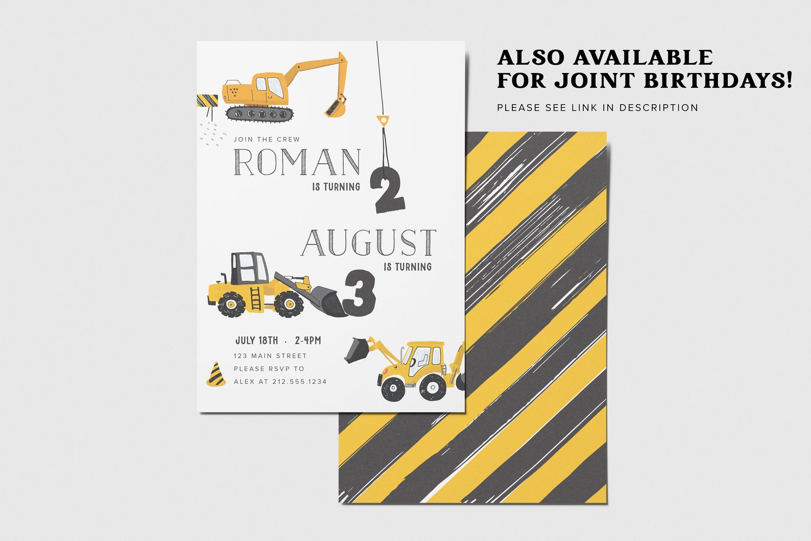Construction Birthday Invitation, Excavator, Construction Party Theme ...
