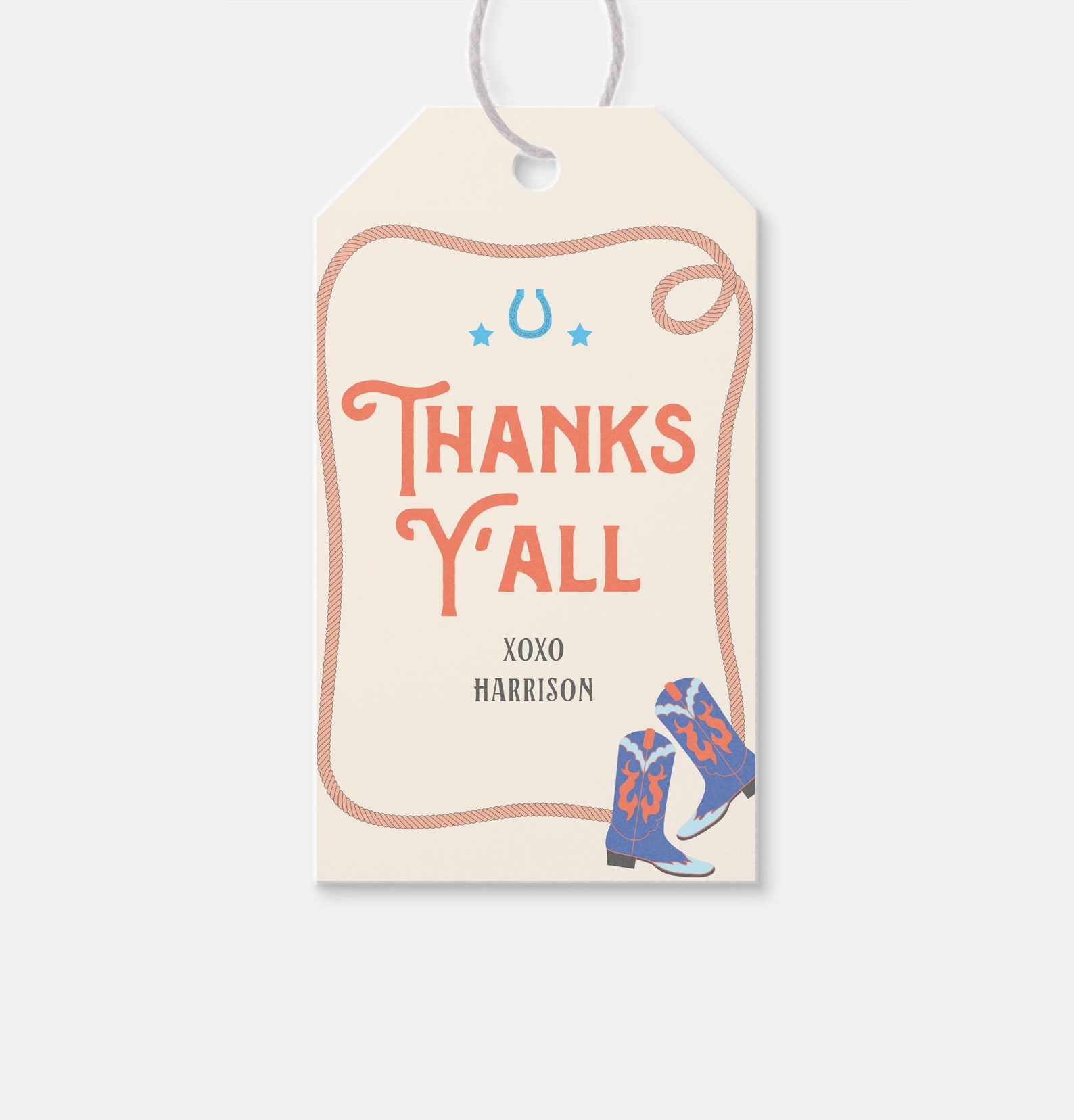 Rodeo Birthday Party Favor Tag, Thank You Tag, Western Theme, Printable ...