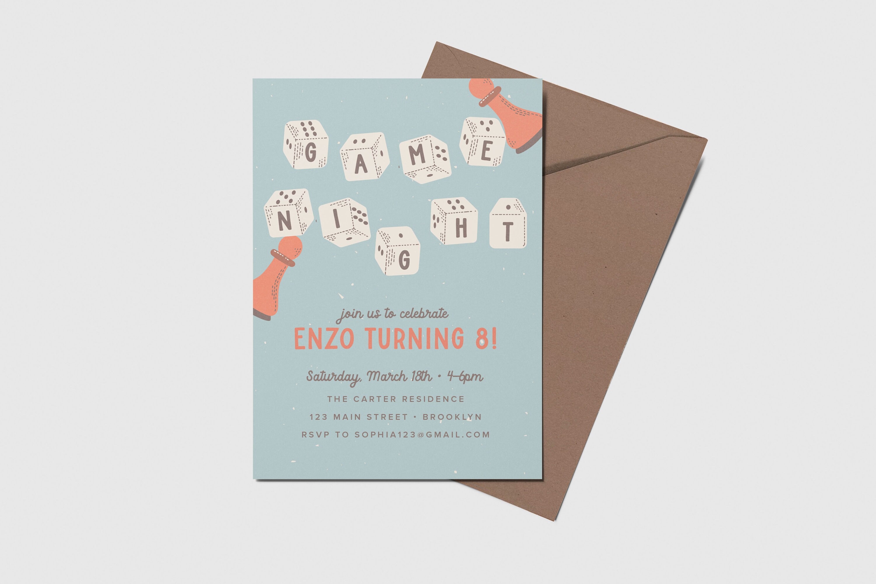 Game Night Birthday Party Invitation, Board Game Party, Chess, Checkers ...