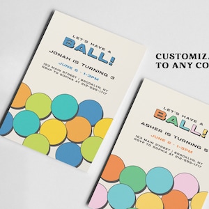 Ball Pit Birthday Party Invite, Let's Have A Ball, Jump & Play, Bounce ...