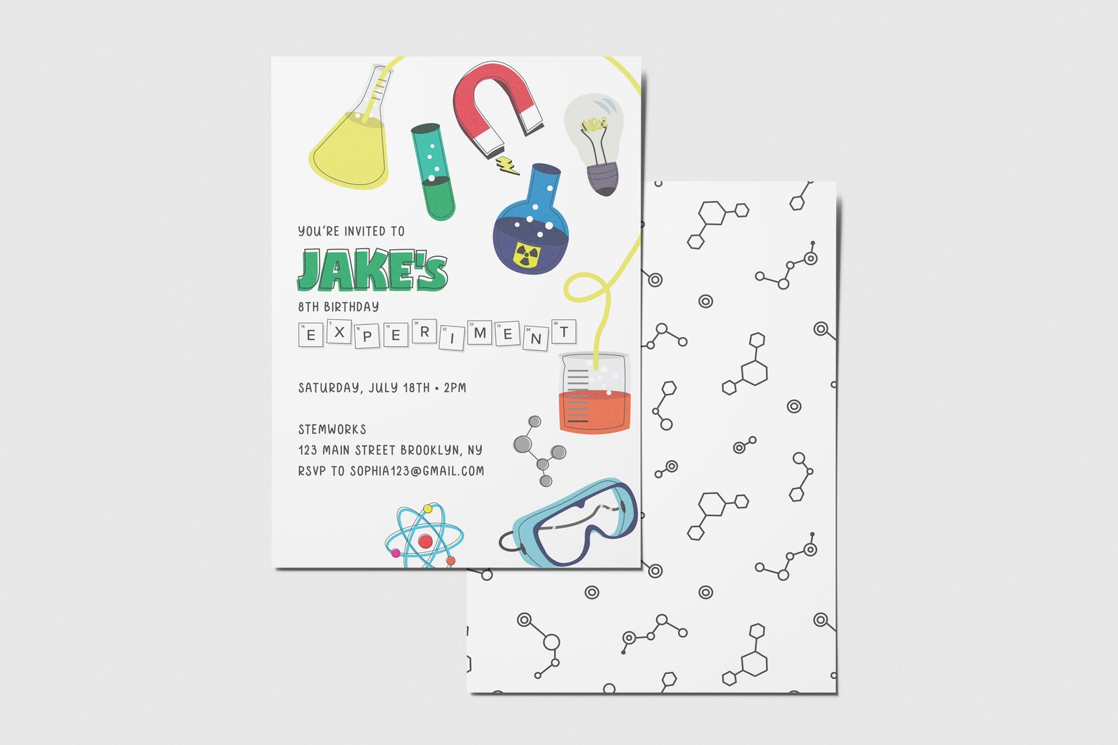 Science Birthday Party Invitation: Chemistry Experiment Theme (digital ...