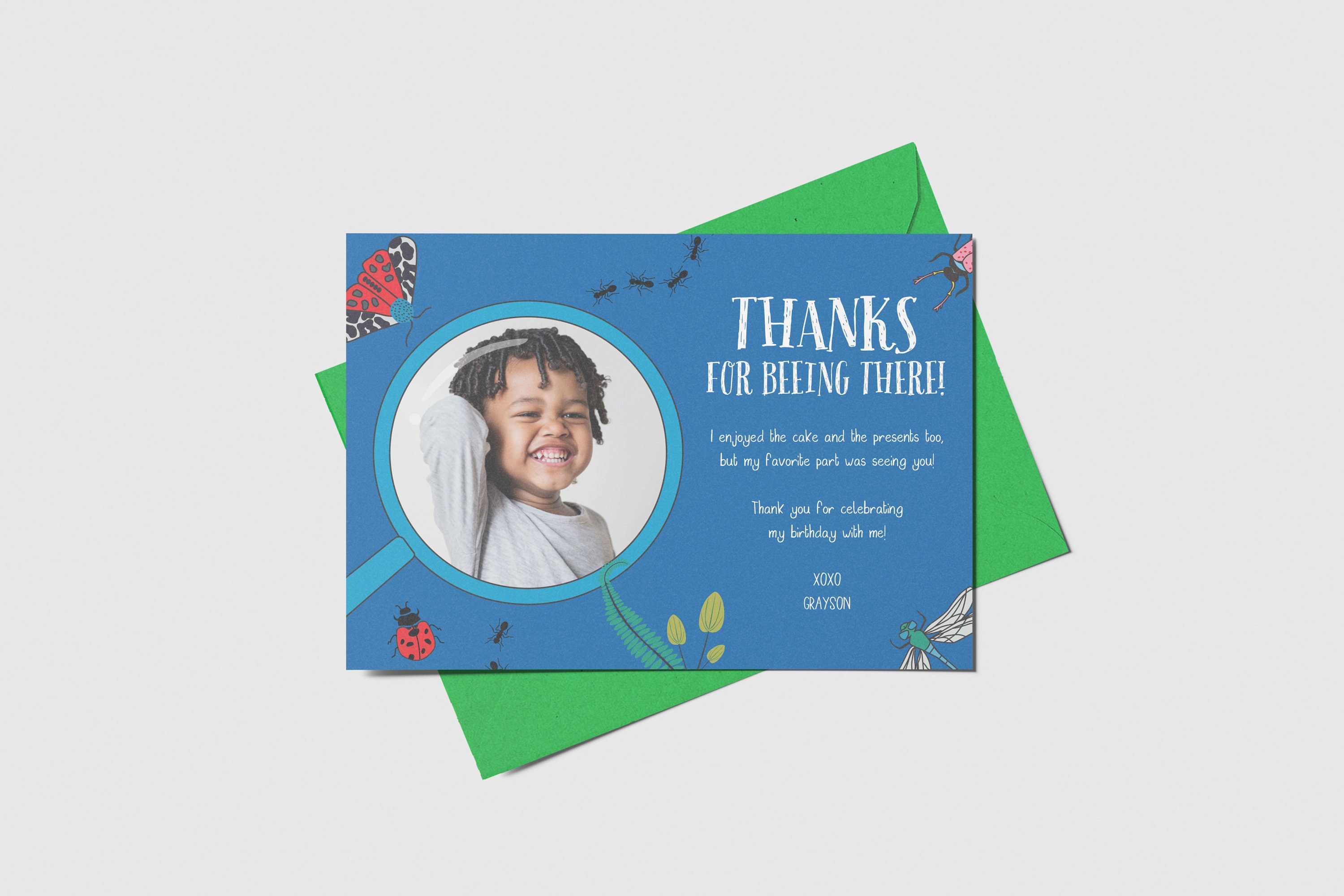 Bug Birthday Thank You Card Bugs Birthday Party Theme - Etsy