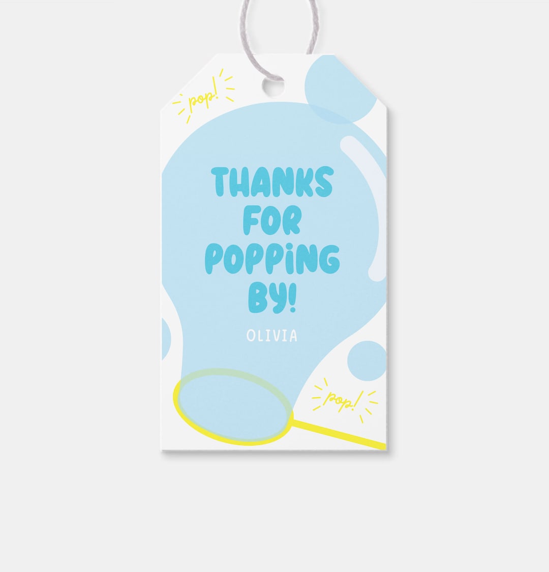 Bubble Birthday Favor Tag: Printable Thank You (instant Download) - Etsy
