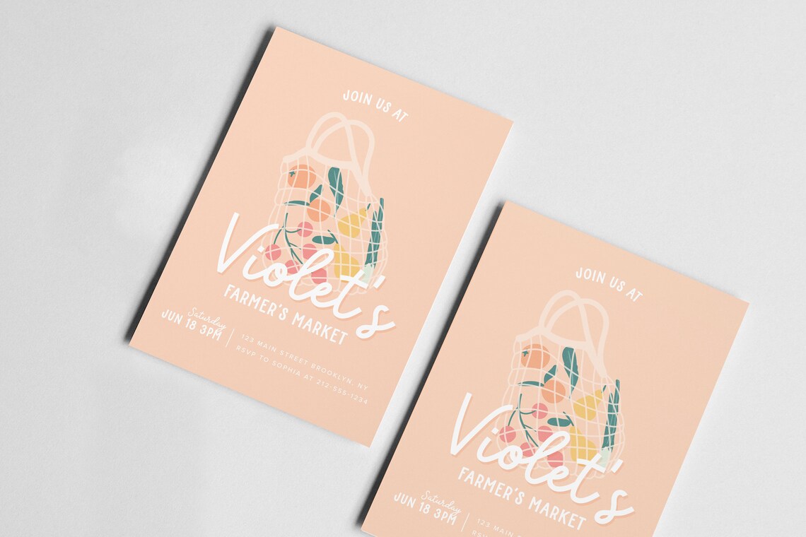 Farmers Market Birthday Party Invitation Farm Theme Fruits - Etsy