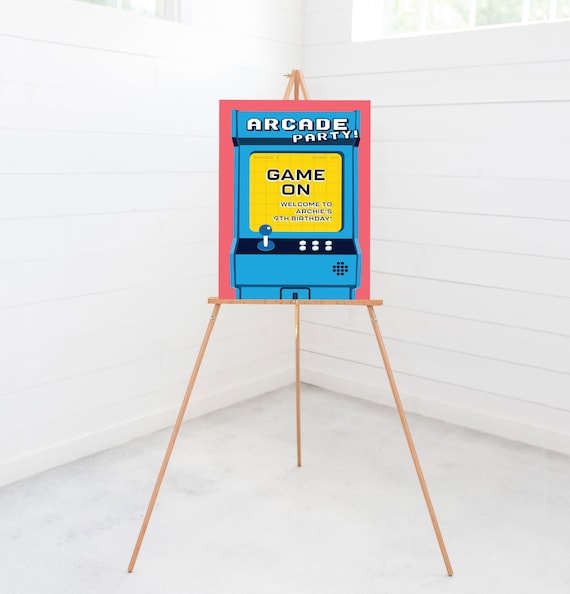 Arcade Party Birthday Welcome Sign 18x24 24x36 Poster | Etsy