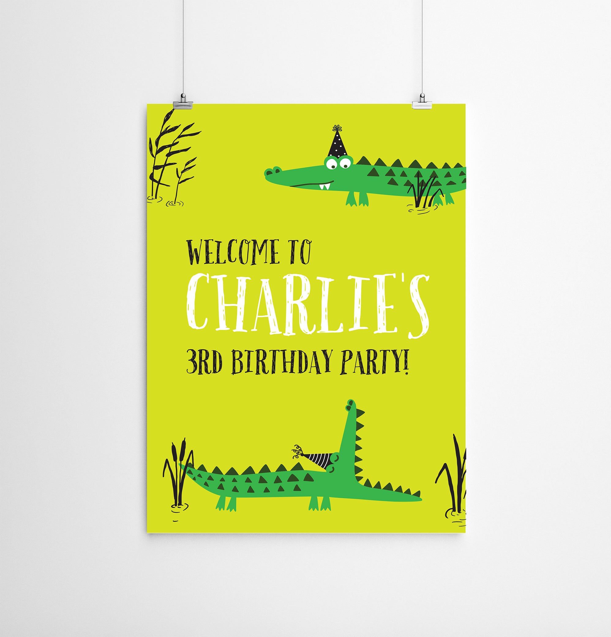 Alligator Birthday Party Welcome Sign, 18x24, 24x36, Poster, Crocodile ...