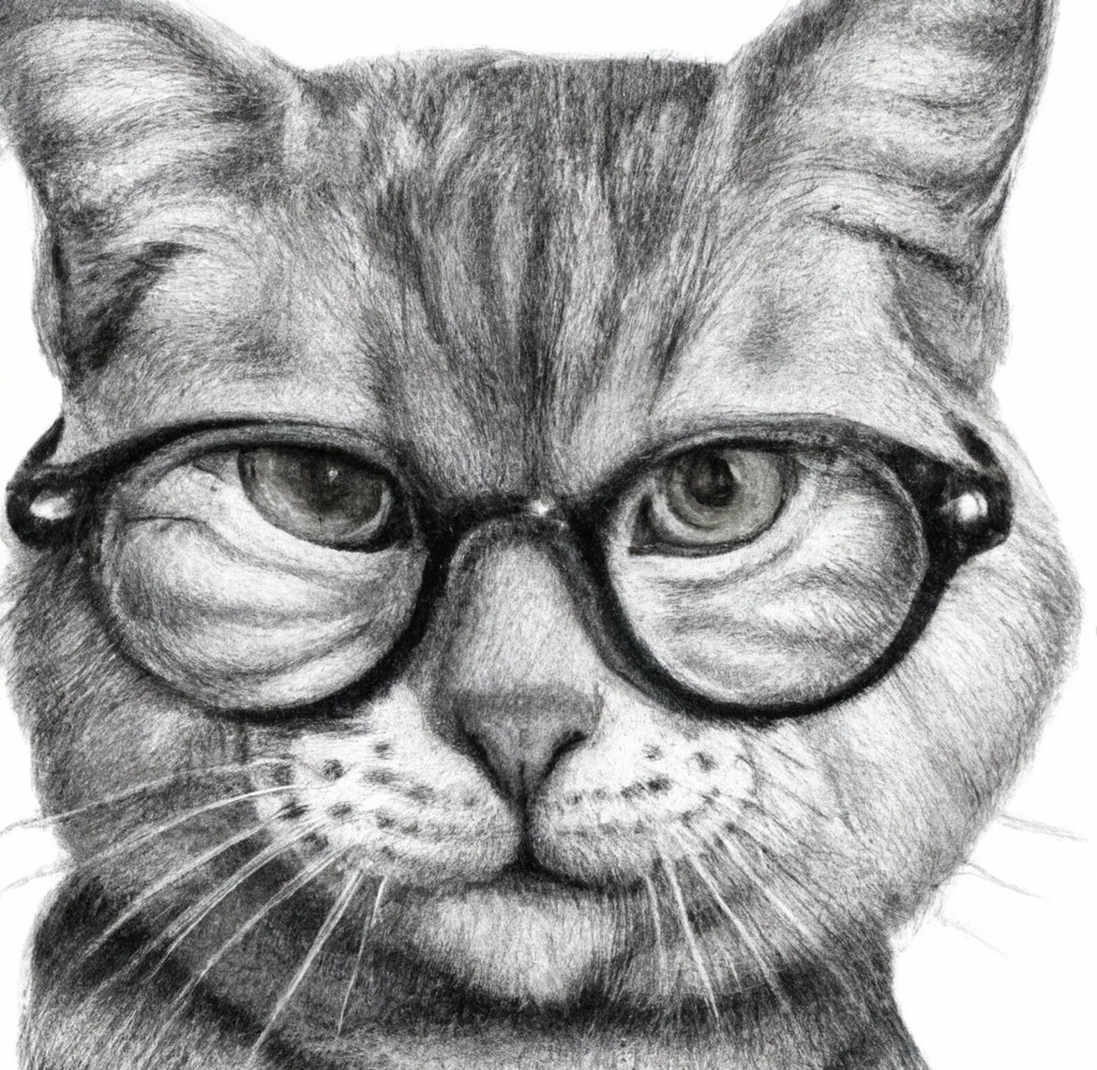 Cat With Glasses Drawing Png Digital Art 4 - Etsy