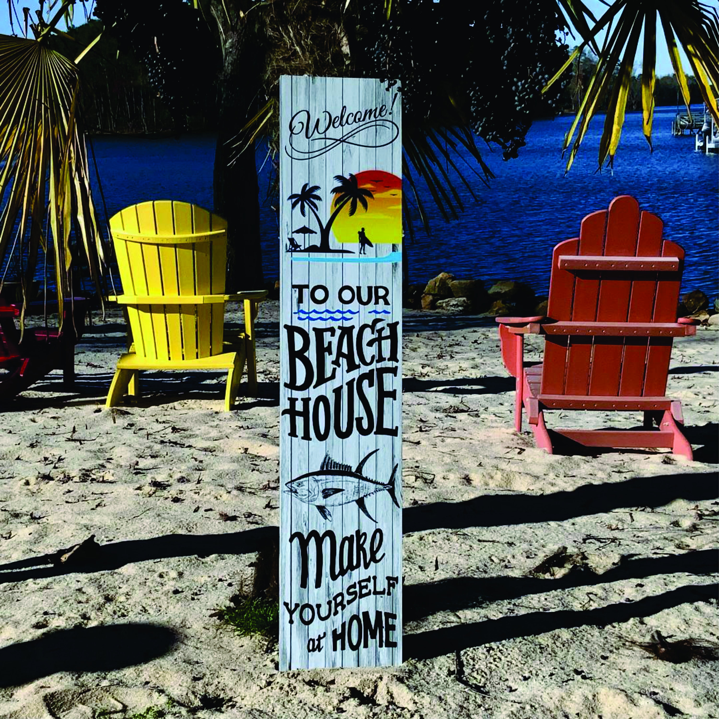 Welcome to Our Beach House Vertical Vinyl Porch Sign - Etsy