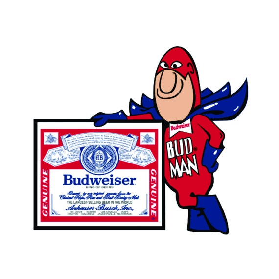 Budweiser Bud Man With a Budweiser Label Decal Window Sticker - Etsy