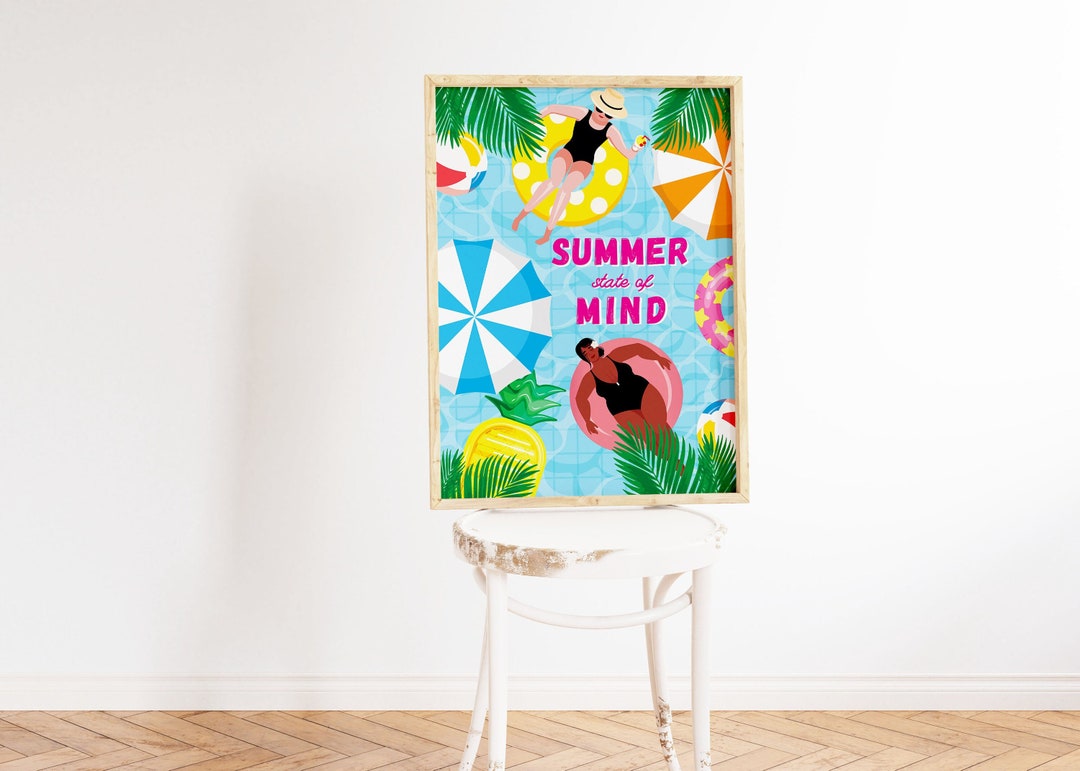 Pool Party, Summer Vibes, Swimming Pool Art, Pool Float, Dopamine Decor ...