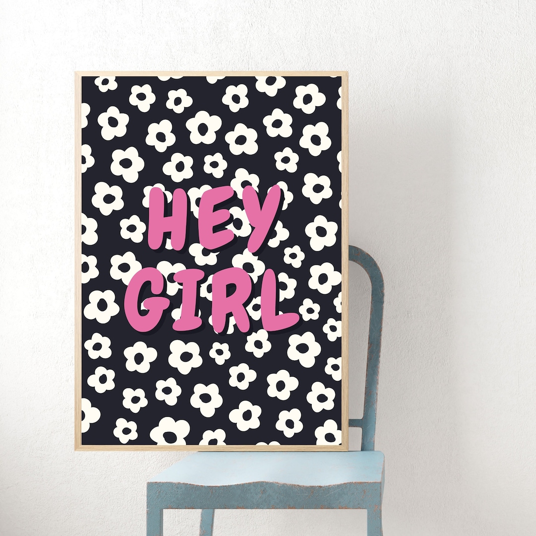 Girly Wall Art, Flower Power, Funny Poster, Trendy Poster, Retro Flower ...