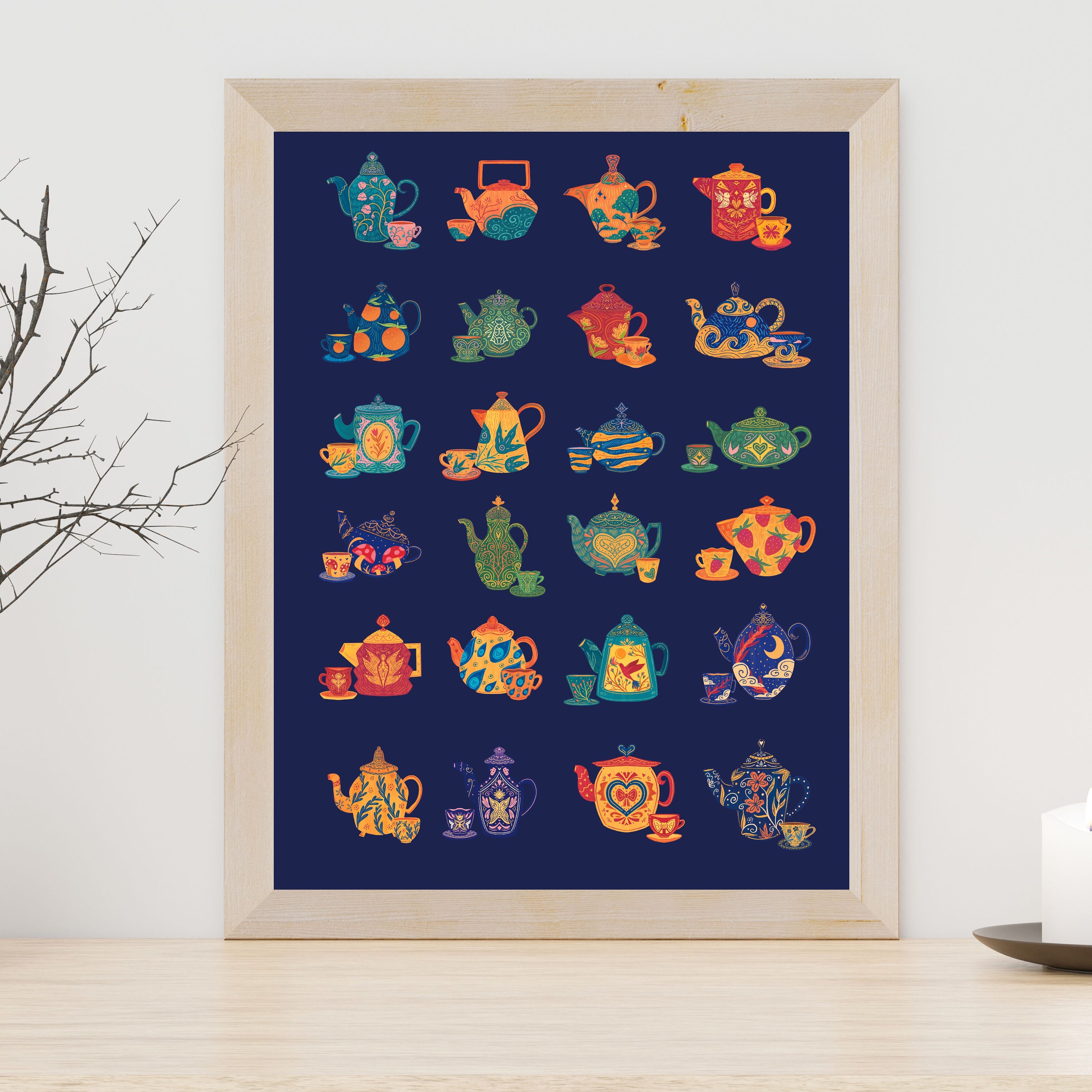 Flower Teapot Teapot Wall Art Teapot Print Large Teapot - Etsy