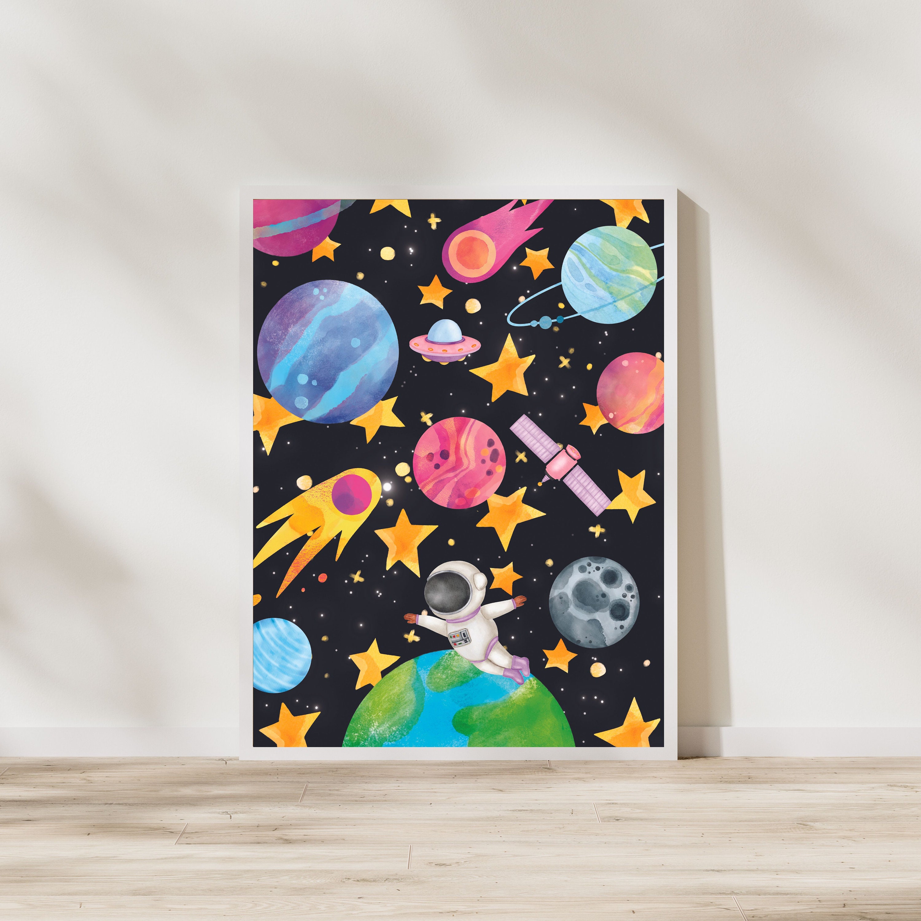 8x12 Inch Tin Wall Decor Astronauts-Signs Outer-Space Metal-Arts ...