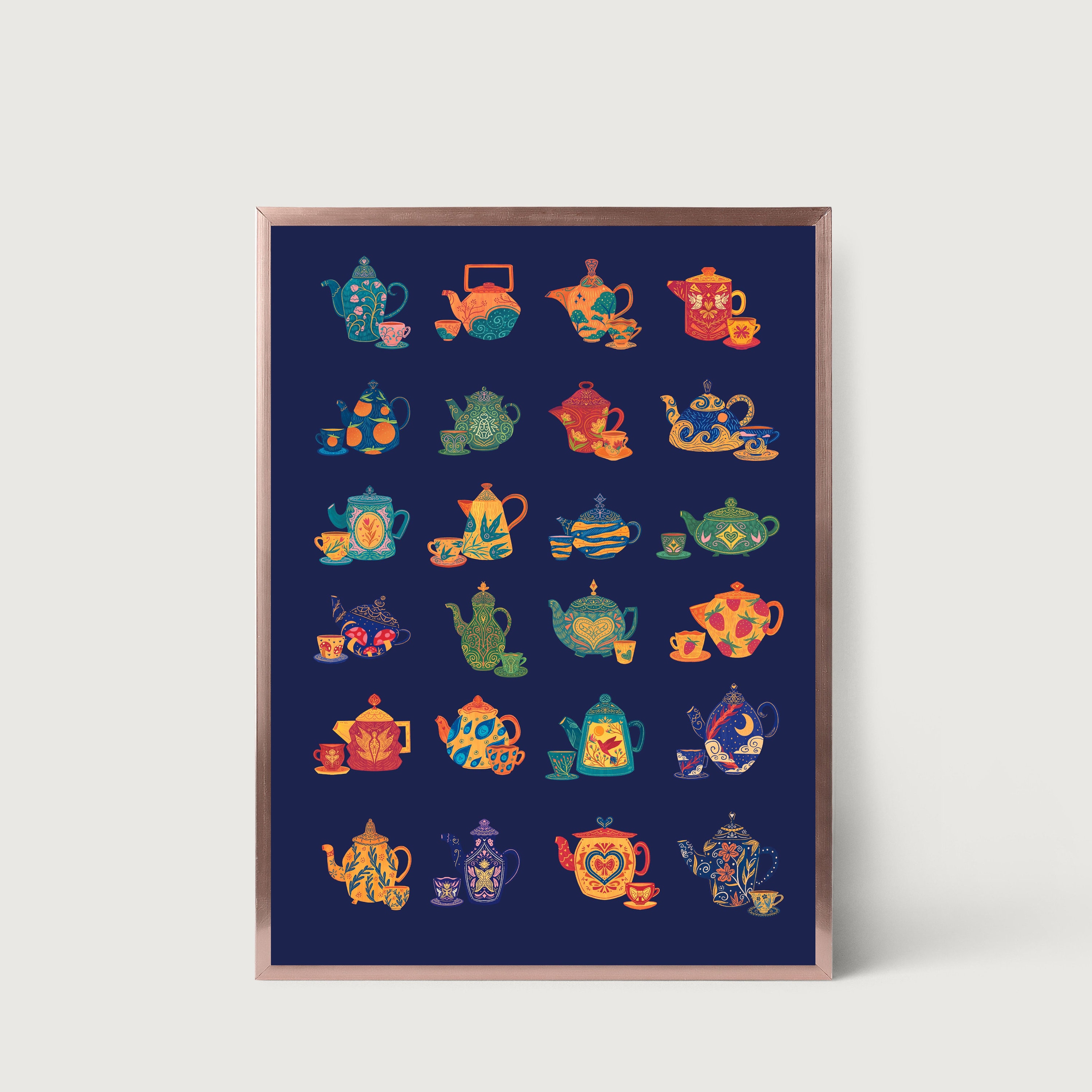 Flower Teapot, Teapot Wall Art, Teapot Print, Large Teapot, Art Deco ...