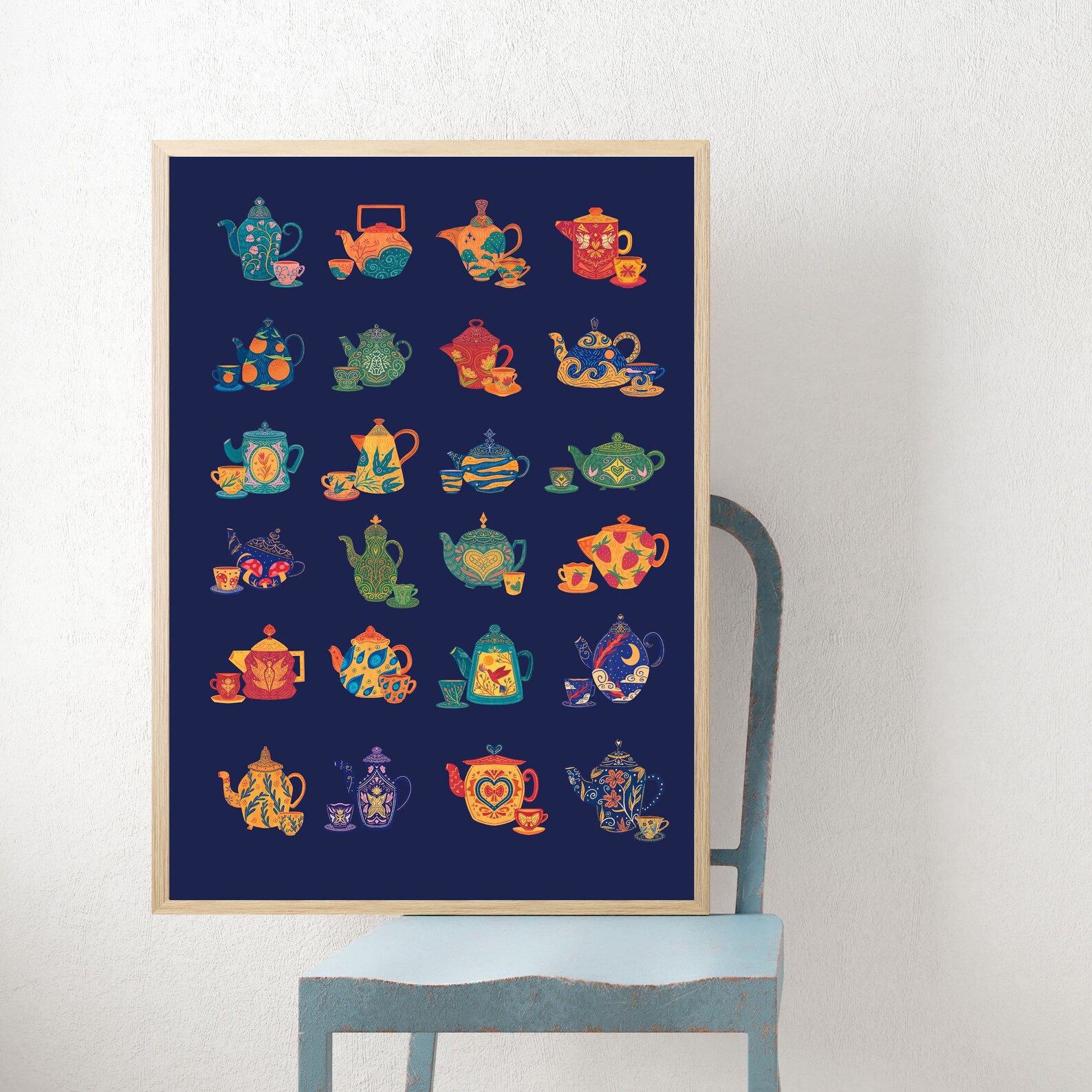 Flower Teapot, Teapot Wall Art, Teapot Print, Large Teapot, Art Deco ...