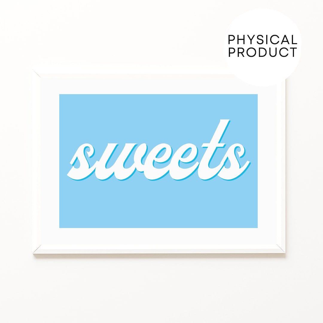 Sweets, Typography Poster, Cursive Font, Cute Kitchen Decor, Colorful ...