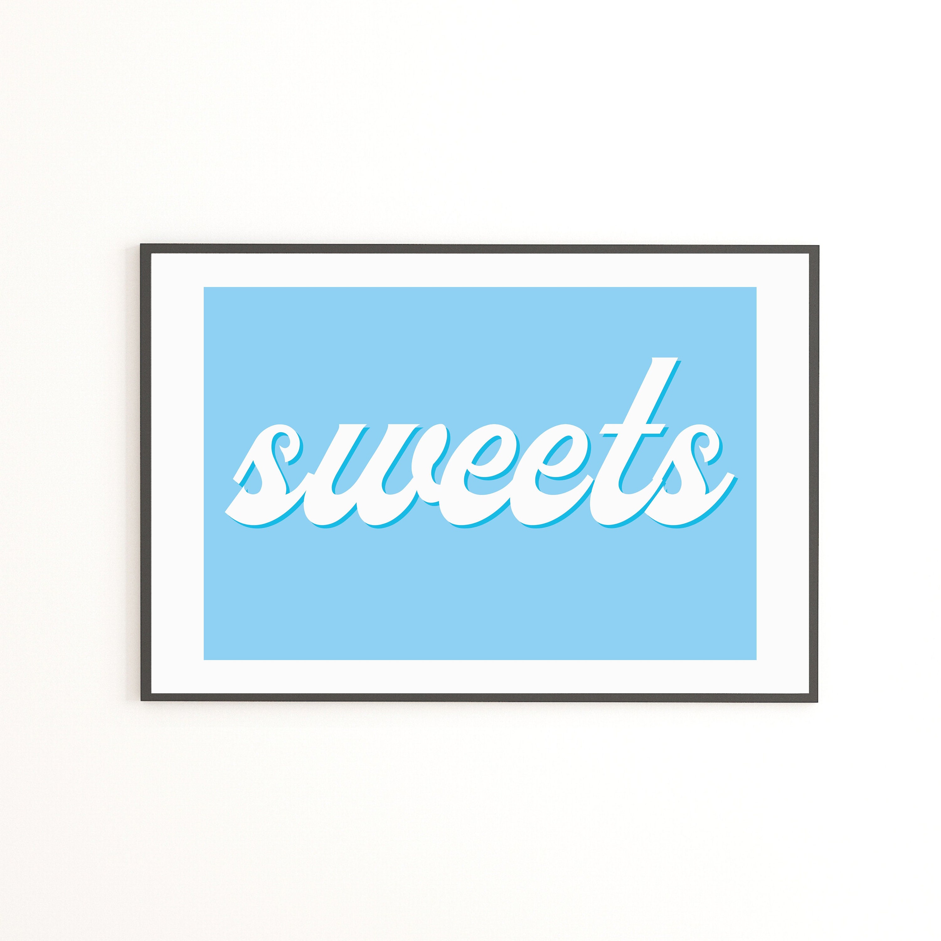 Sweets, Typography Poster, Cursive Font, Cute Kitchen Decor, Colorful ...