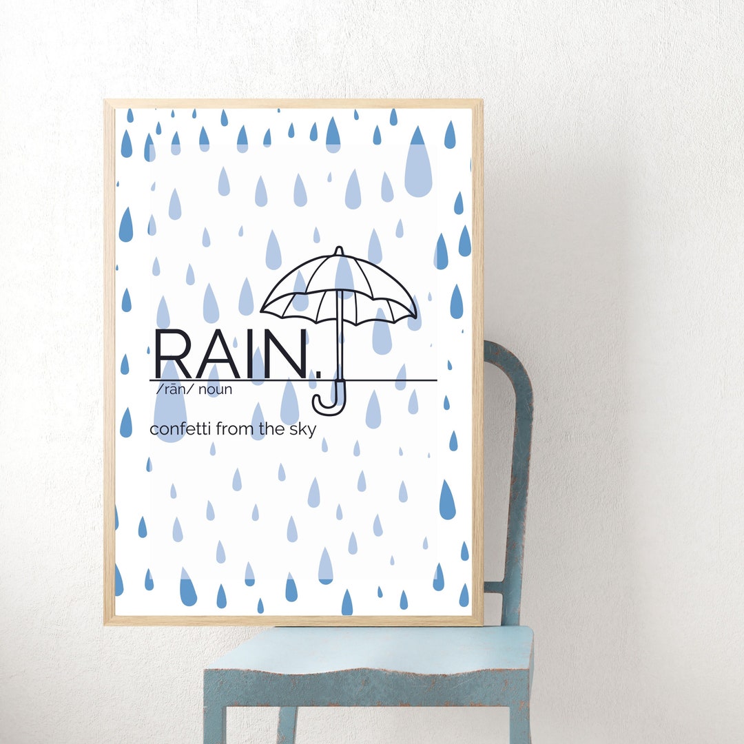 Rain Art Print, Definition Print, Rain, Typography Poster, Trendy ...