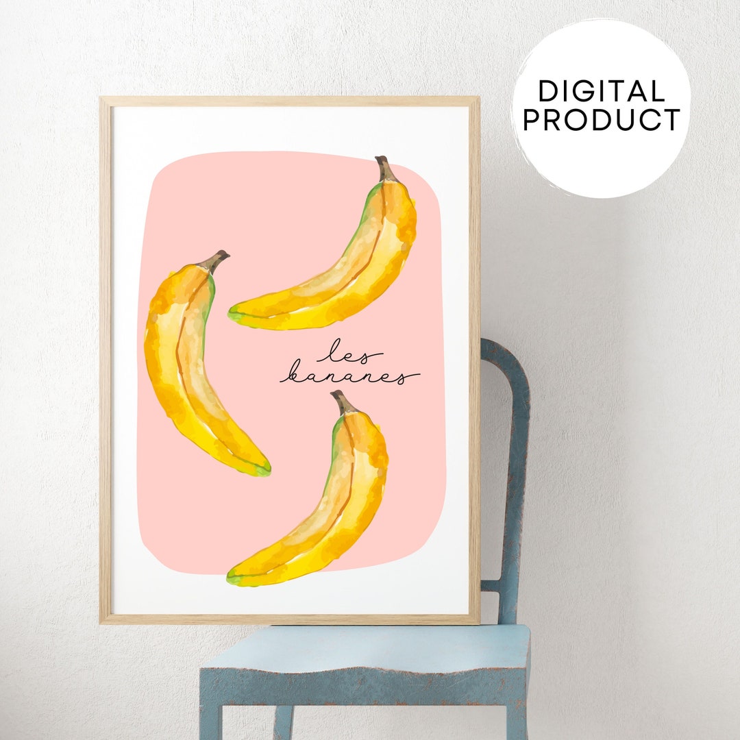 Banana, Fruit Poster, Fruit Print, Fruit Wall Art, French Watercolor ...