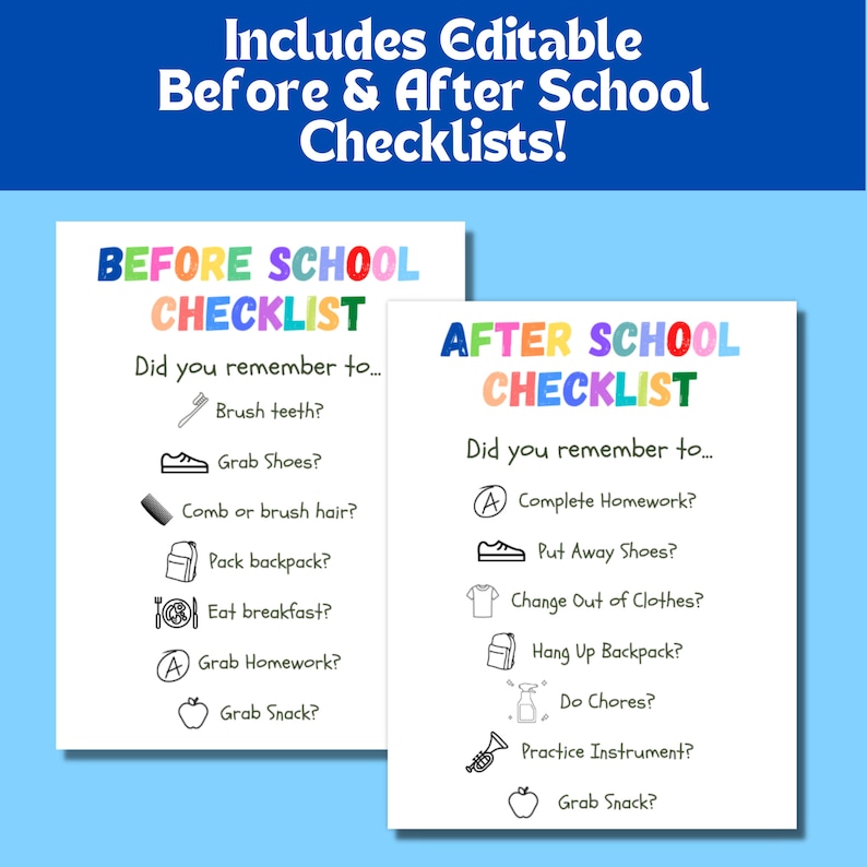 EDITABLE Kids Chore Chart | Routine Chart | Kids Schedule | Kids ...