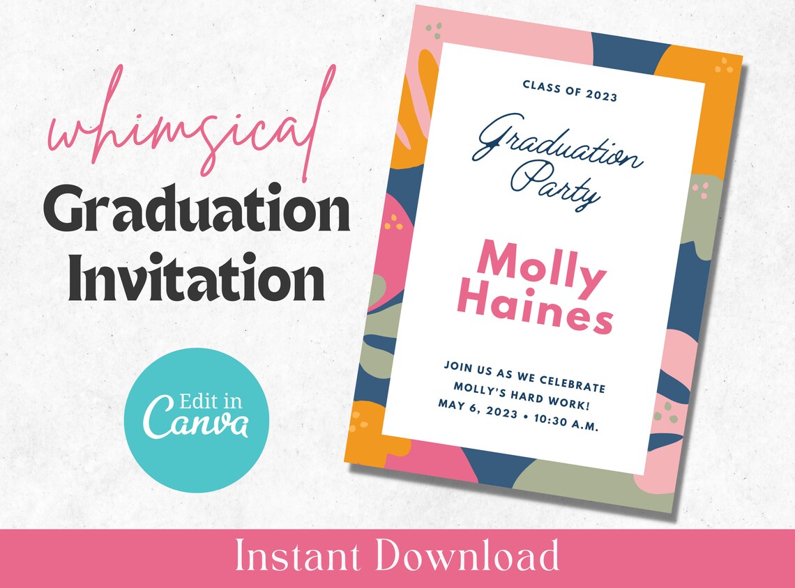 EDITABLE Graduation Party Invitation, Class of 2023 Graduation Invite ...