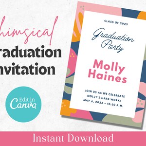 EDITABLE Graduation Party Invitation, Class of 2023 Graduation Invite ...