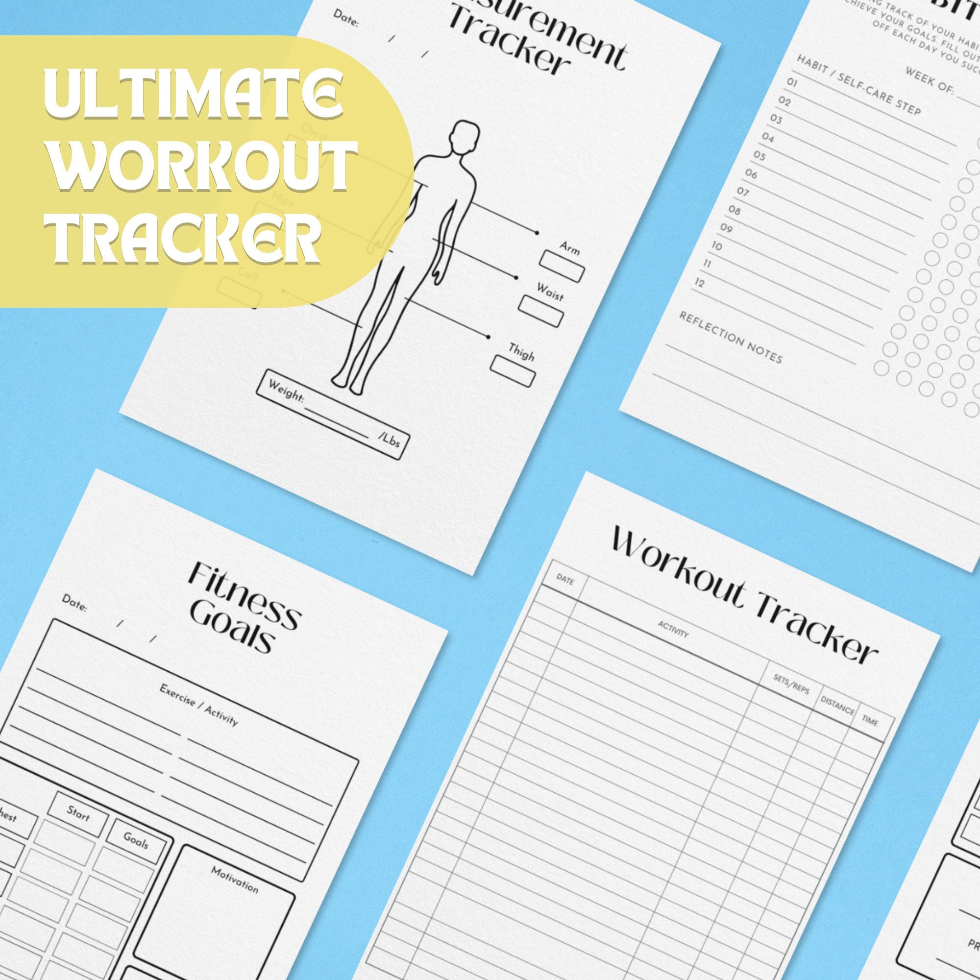 PRINTABLE Workout Planner | Workout Log | Exercise Chart | Fitness ...