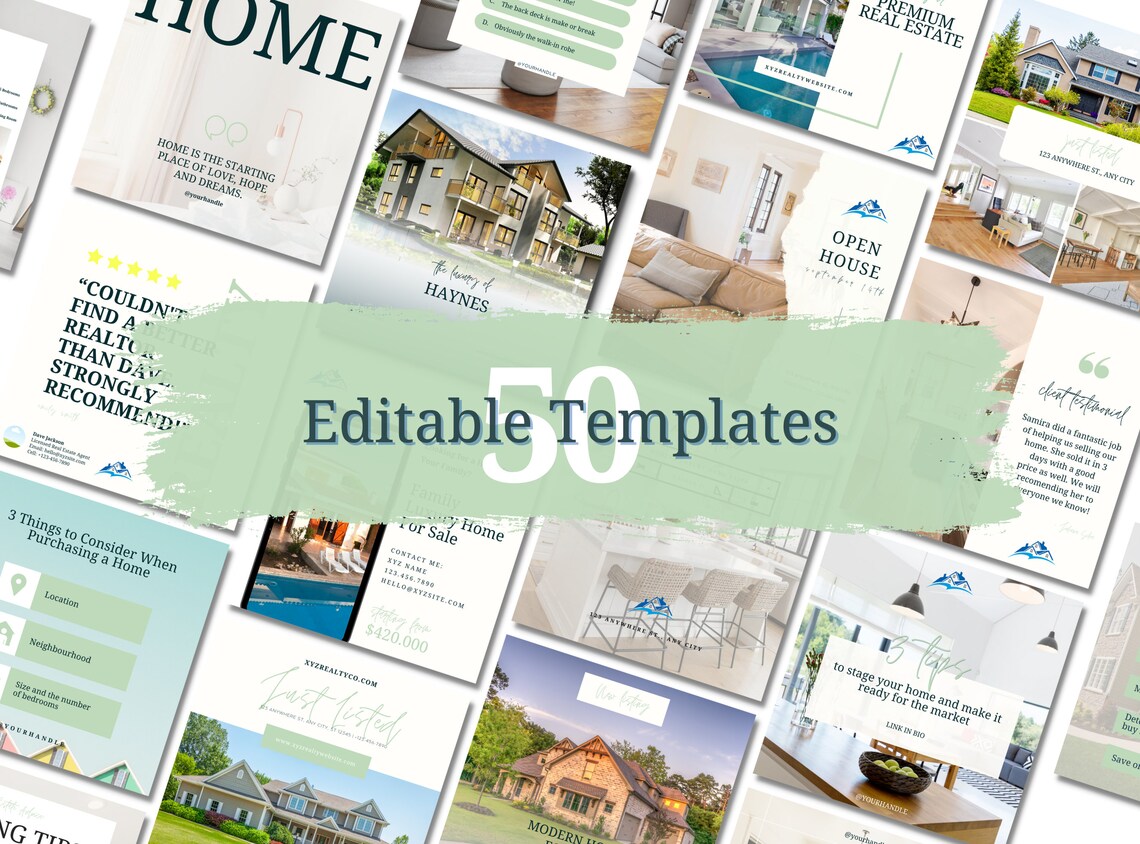 50 Real Estate Instagram Templates for Canva | Bright & Airy | Canva ...