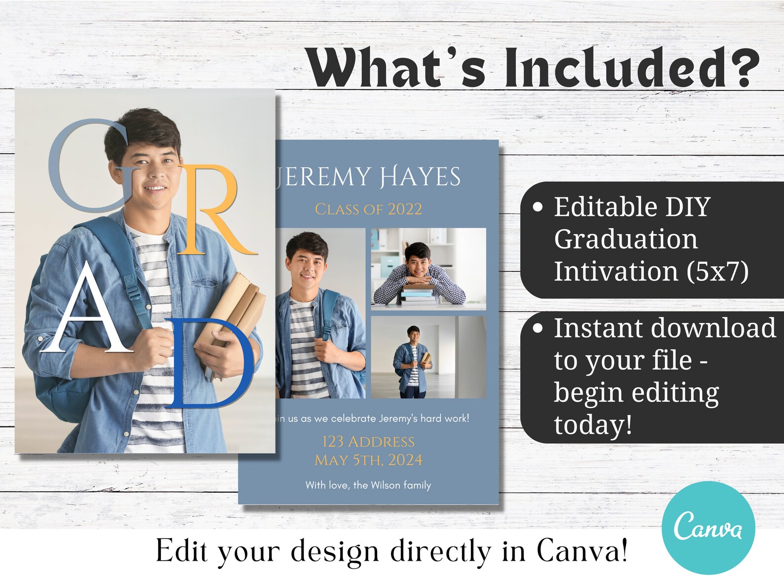 EDITABLE Graduation Party Invitation, Class of 2023 Graduation Invite ...