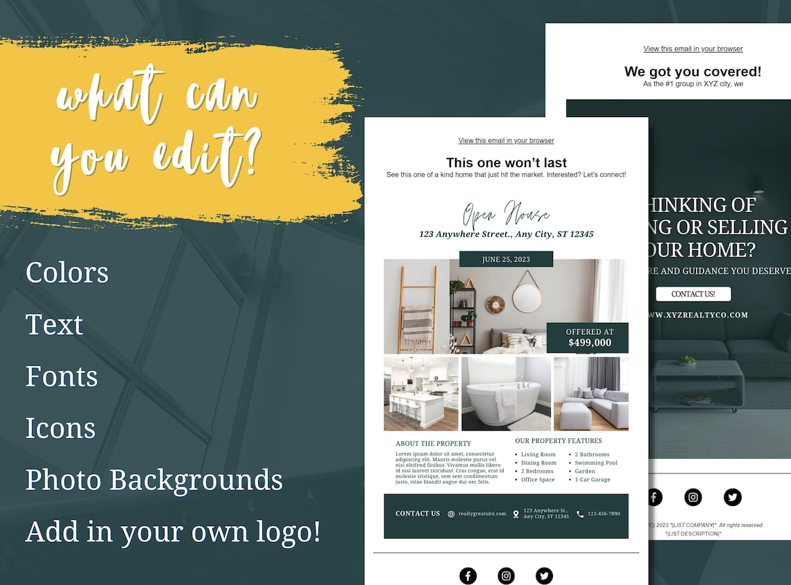 50 Real Estate Email Templates Realtor Email Marketing Canva Content ...