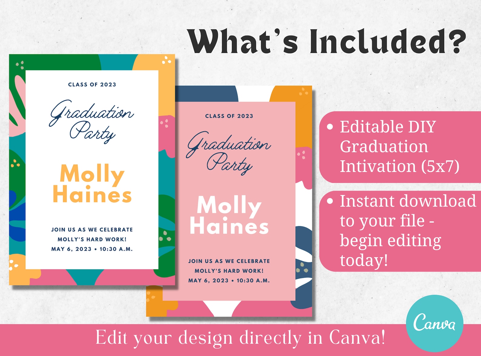 EDITABLE Graduation Party Invitation, Class of 2023 Graduation Invite ...