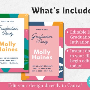 EDITABLE Graduation Party Invitation, Class of 2023 Graduation Invite ...