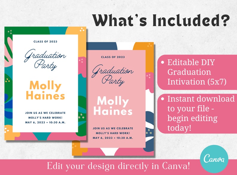 EDITABLE Graduation Party Invitation, Class of 2023 Graduation Invite ...