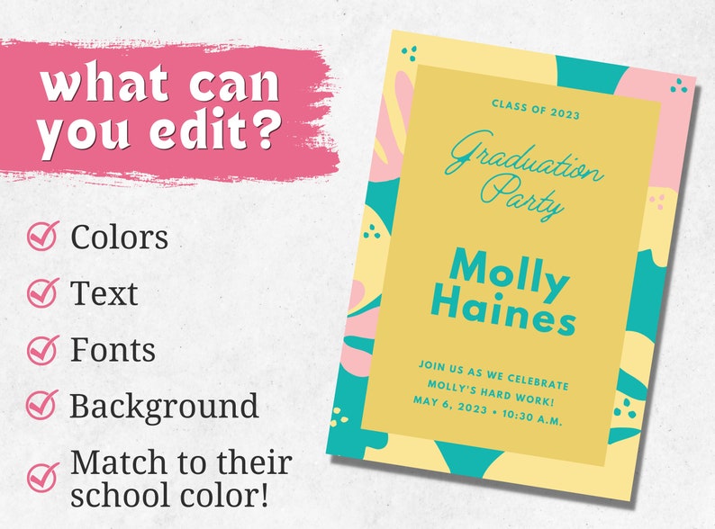 EDITABLE Graduation Party Invitation, Class of 2023 Graduation Invite ...