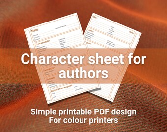 Basic Character Sheet for Authors Greyscale - Etsy