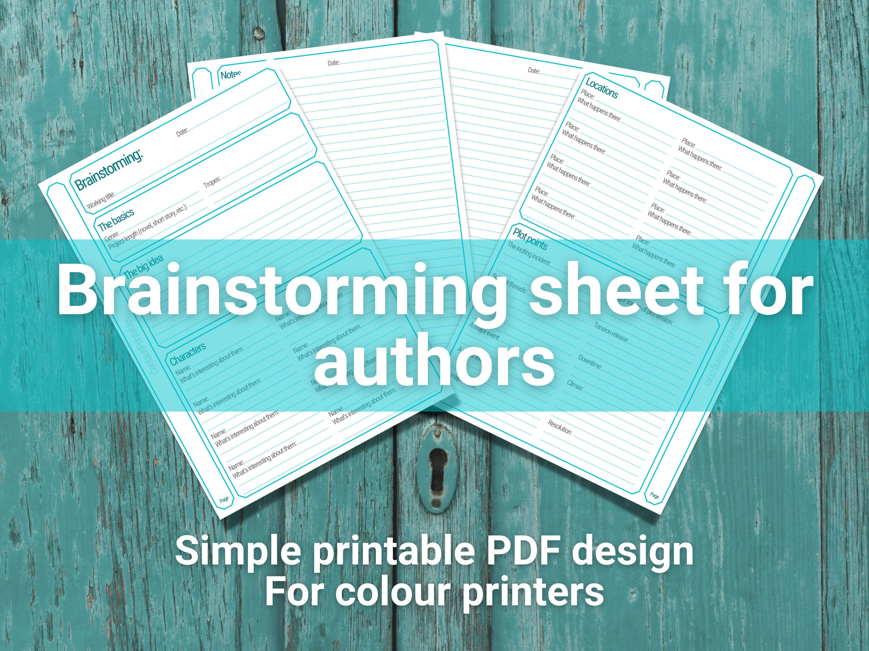 Basic Brainstorming Sheet for Authors Teal - Etsy
